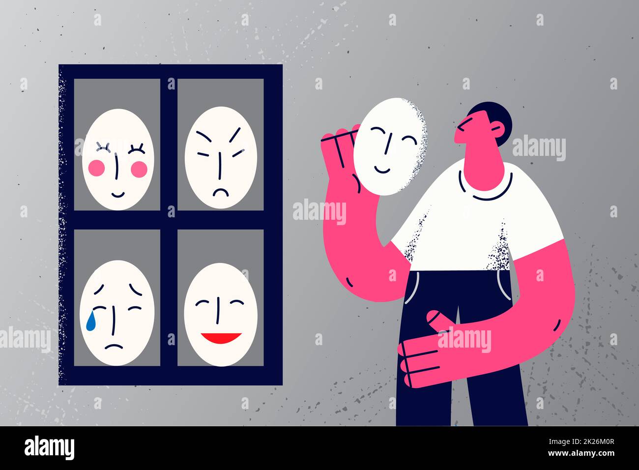 Man take mask from shelf change emotions Stock Photo - Alamy