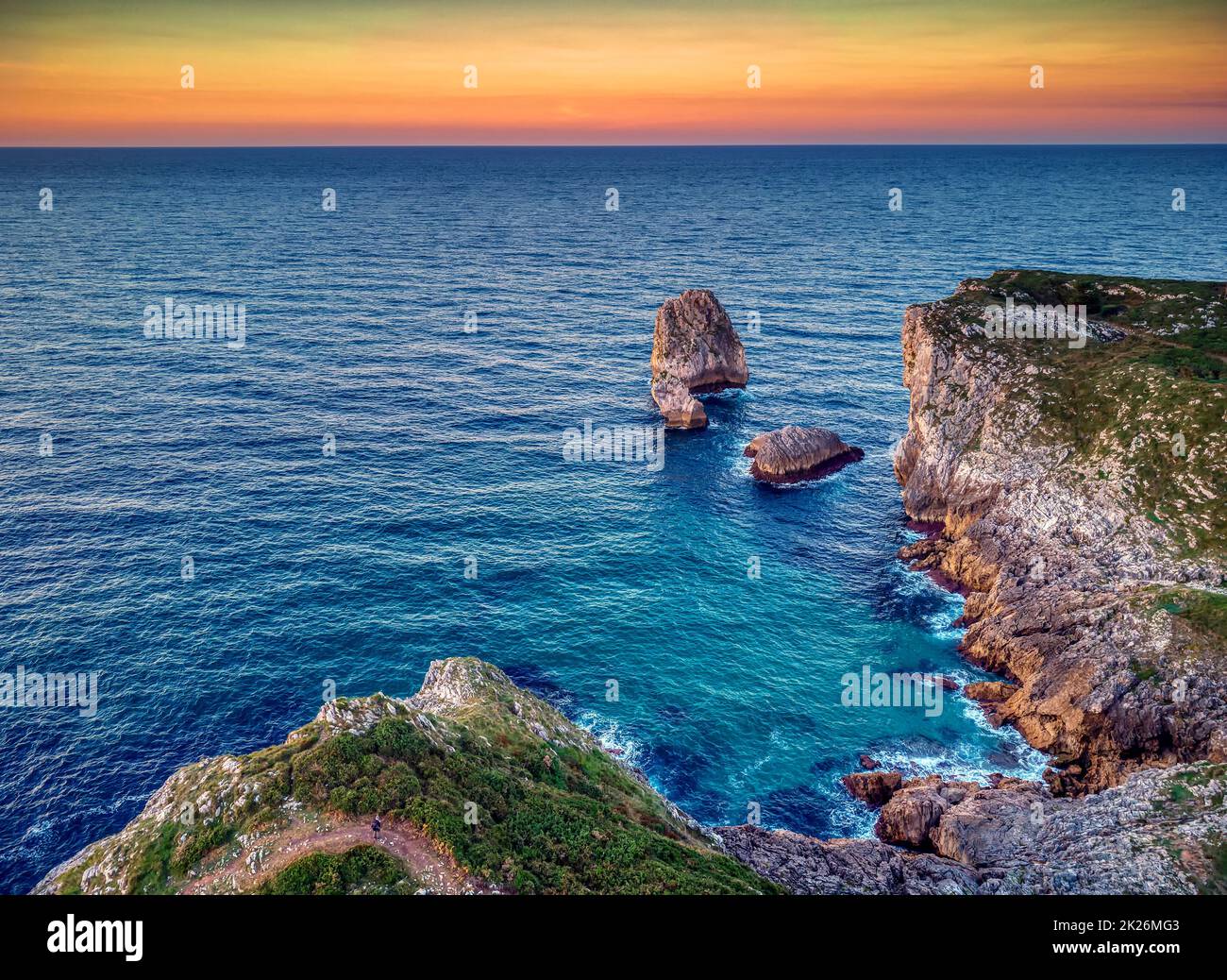 Aerial view of the Cliffs of Hell in Ribadesella, Asturias Spain Stock ...