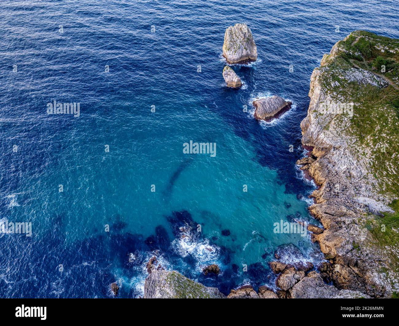 Aerial view of the Cliffs of Hell in Ribadesella, Asturias Spain Stock ...