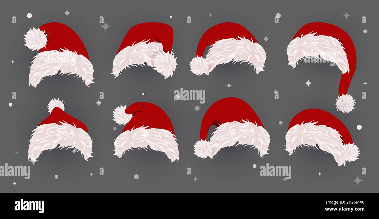 Set of Santa Hat, vector icons. Template for Christmas photography and ...