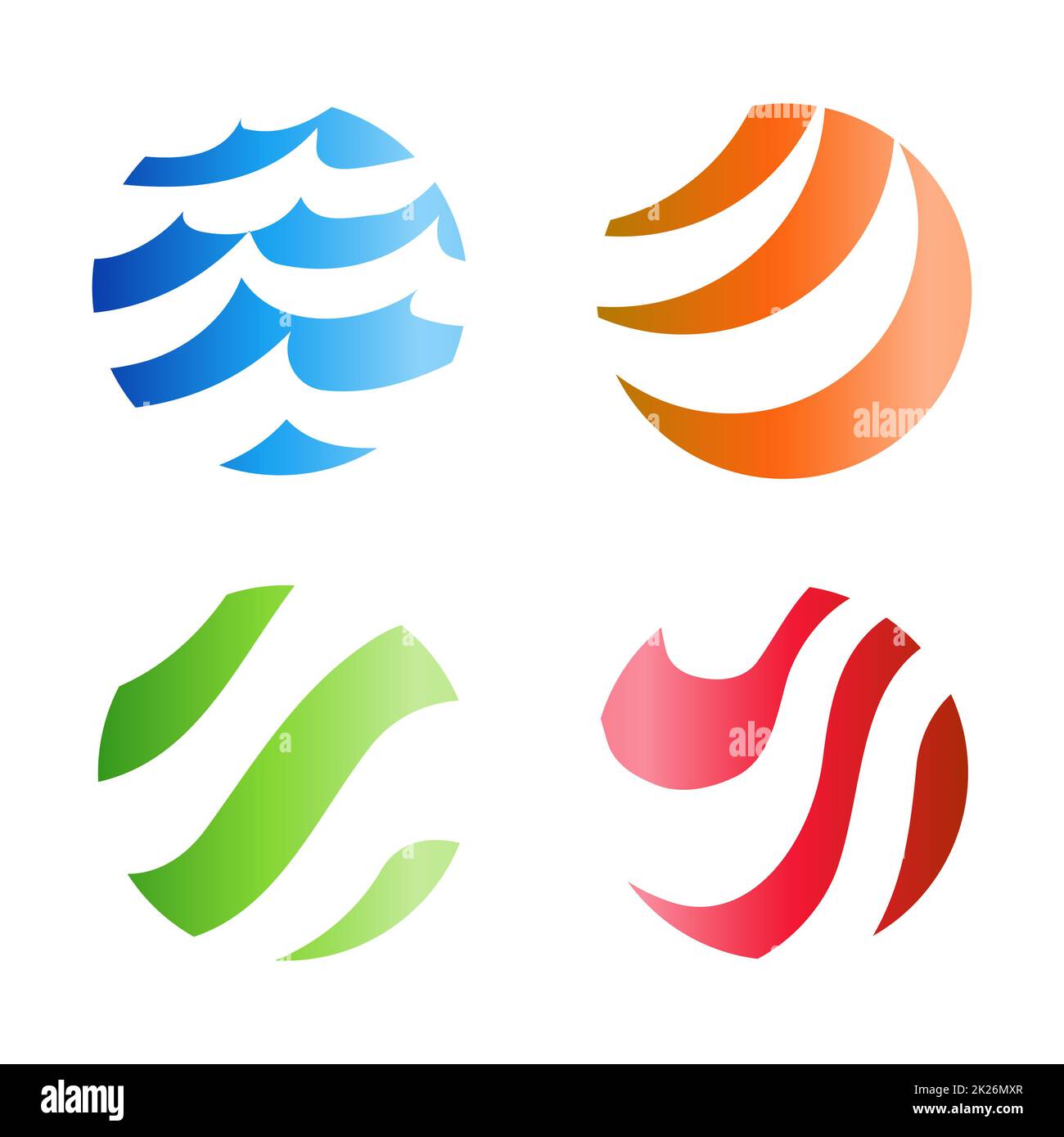 Colorful wavy stripped logo. Isolated abstract decorative logo set ...