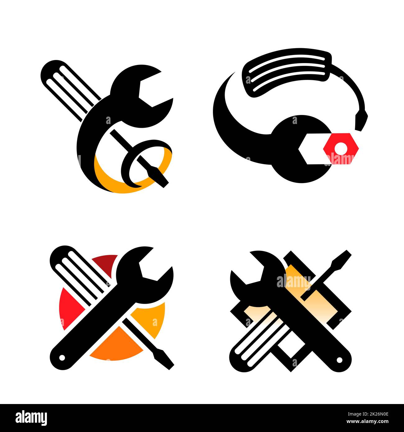 Isolated colorful technical tools vector logo. Mechanical equipment ...