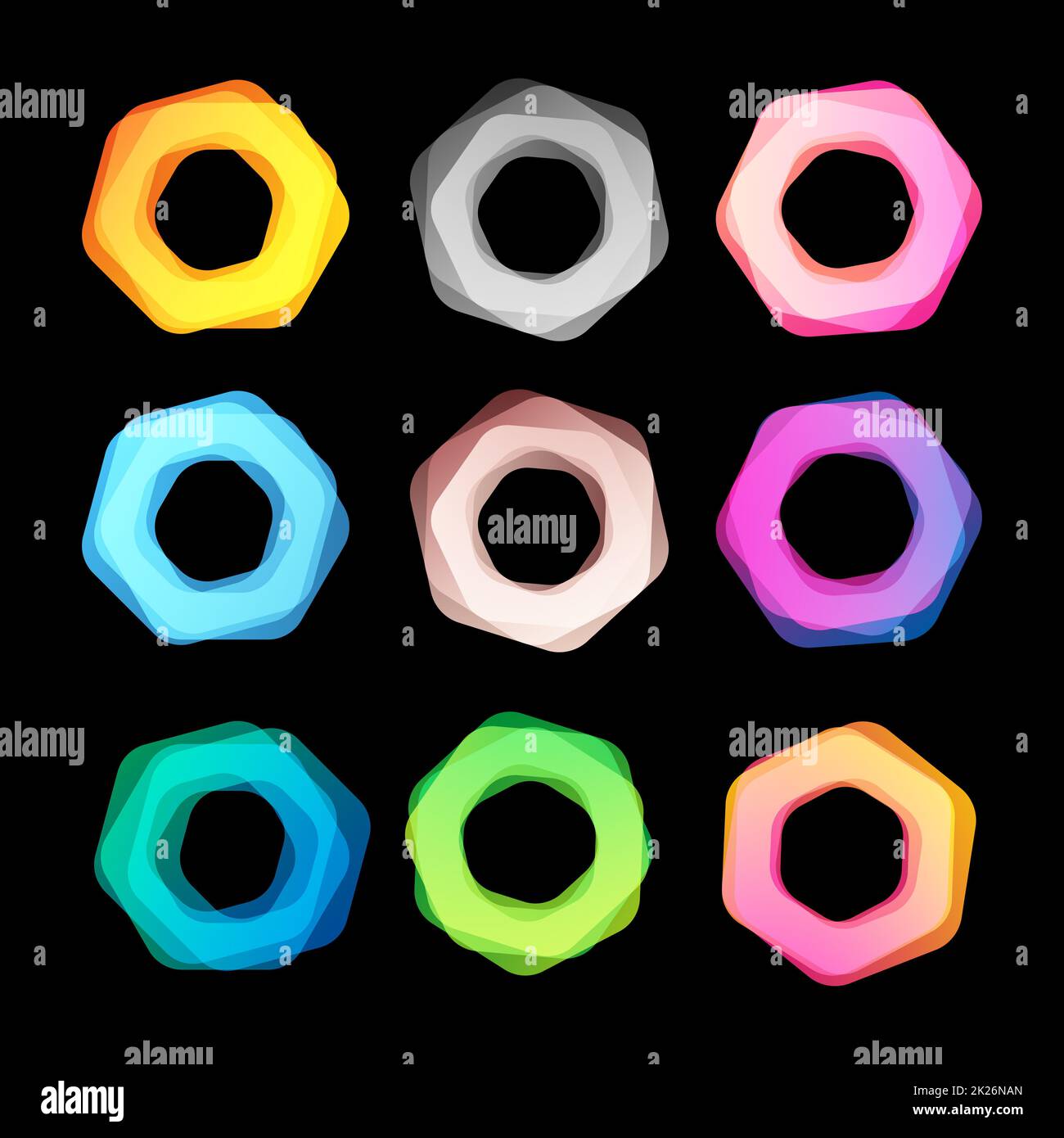 Unusual abstract geometric shapes vector logo set. Circular, polygonal ...