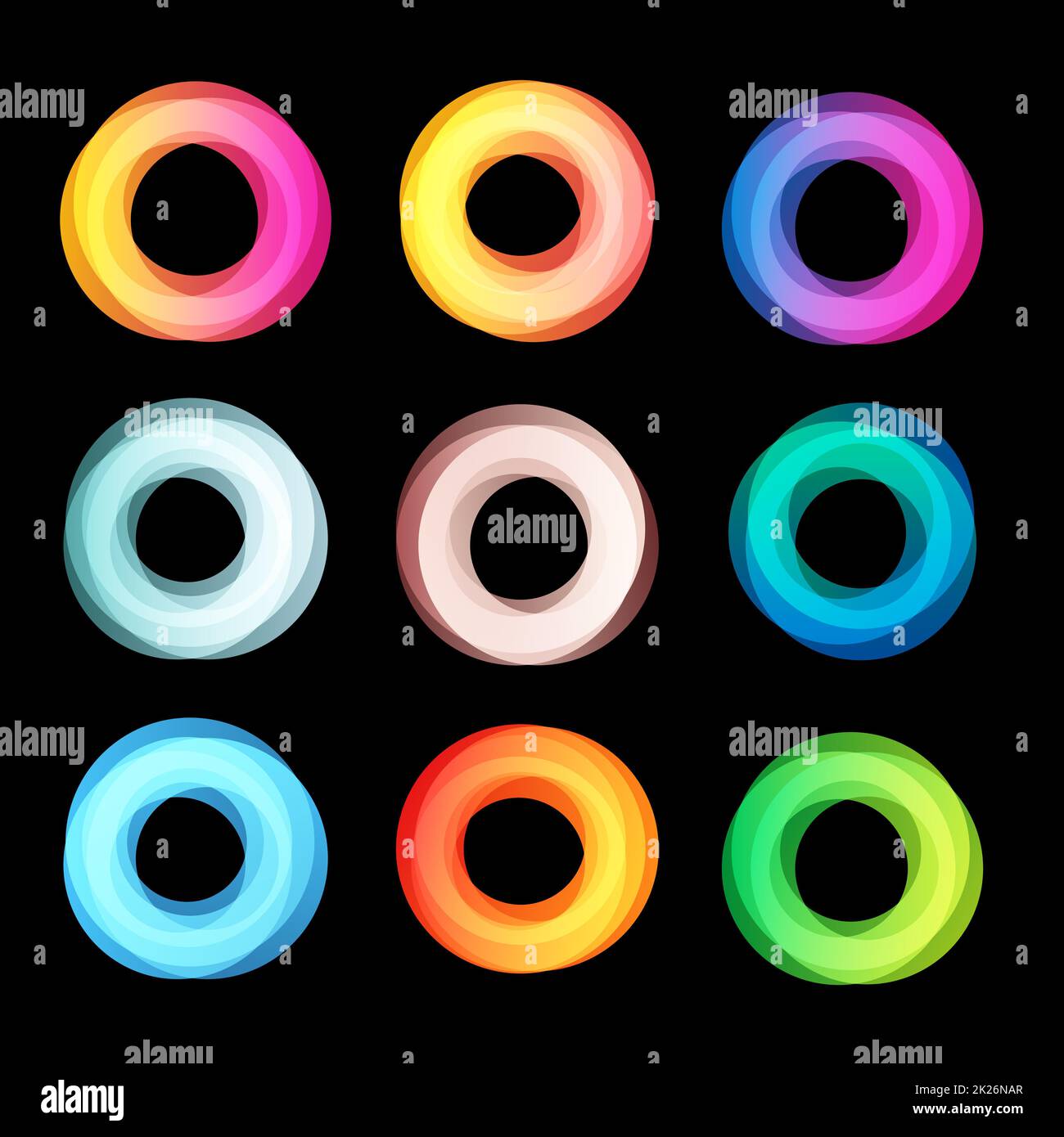 Unusual abstract geometric shapes vector logo set. Circular colorful ...