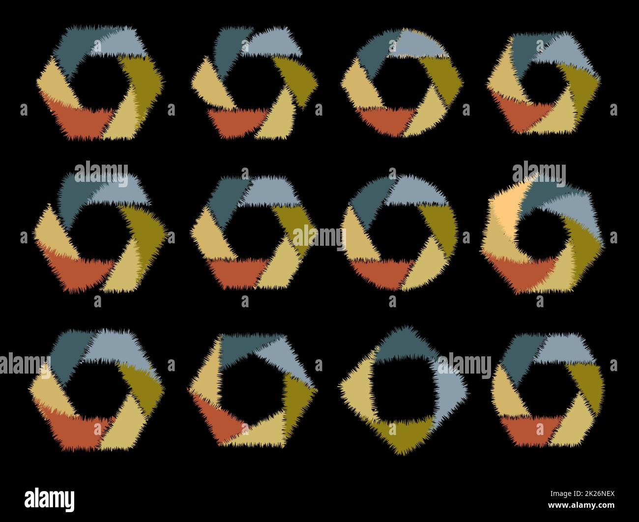 Isolated abstract round and hexagon shape logos collection. Colorful ...