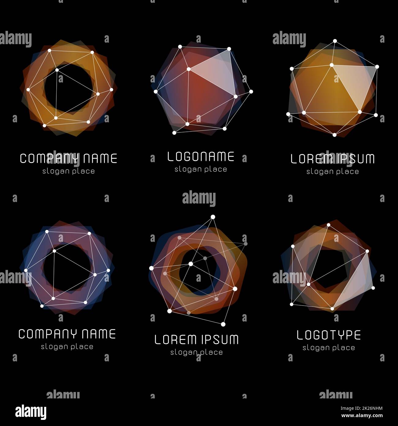 Unusual abstract geometric shapes. Vector logo set. Polygonal colorful ...