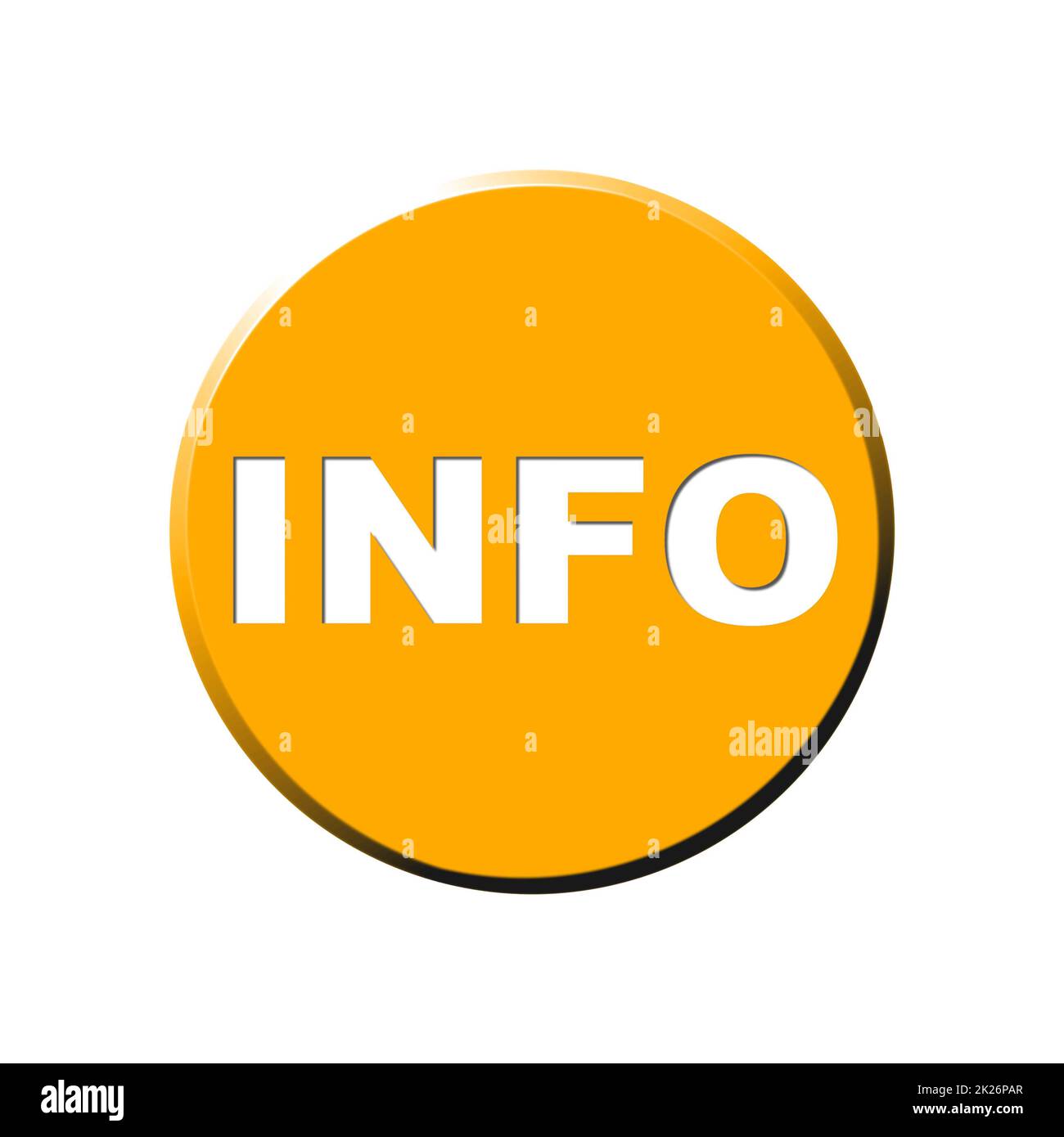 Round orange Button showing: Info Stock Photo - Alamy