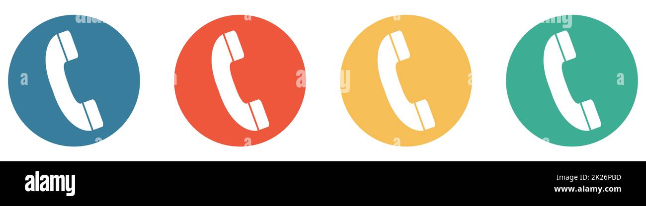 Colorful Banner with 4 Buttons: Telephone Hotline Stock Photo - Alamy