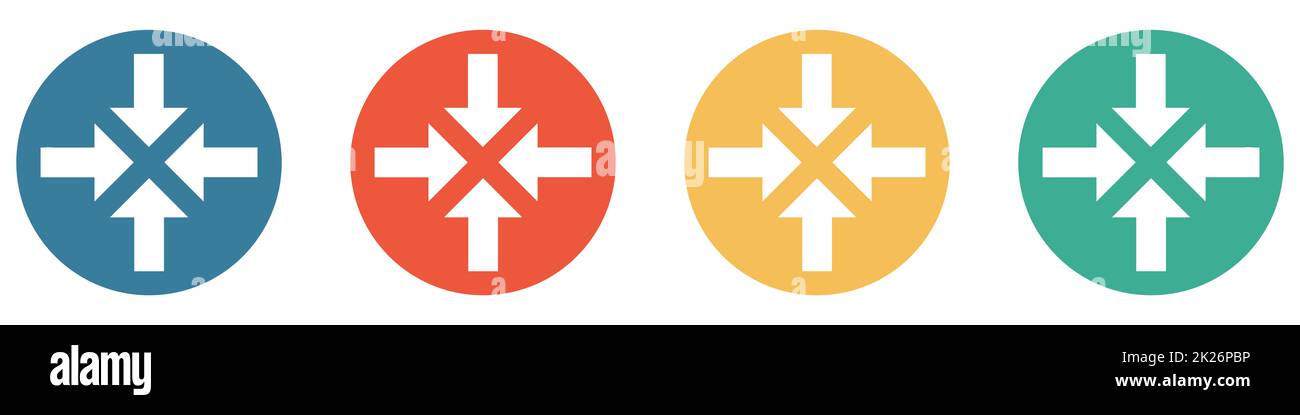 Colorful Banner with 4 Buttons: 4 Arrows to center Stock Photo - Alamy