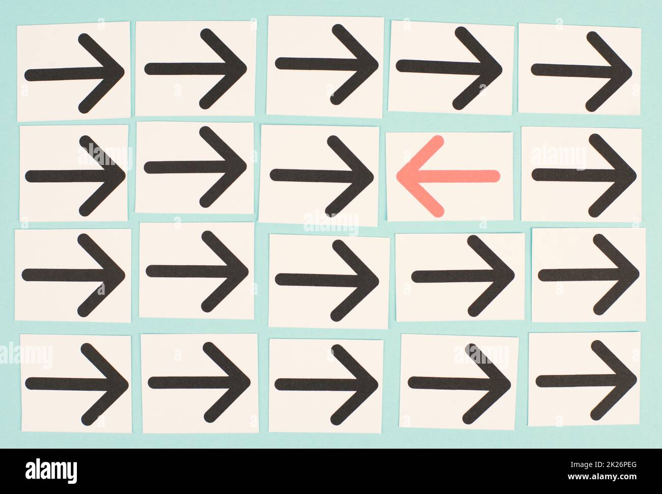 Many black arrows, one red is standing out, do different, be a winner ...