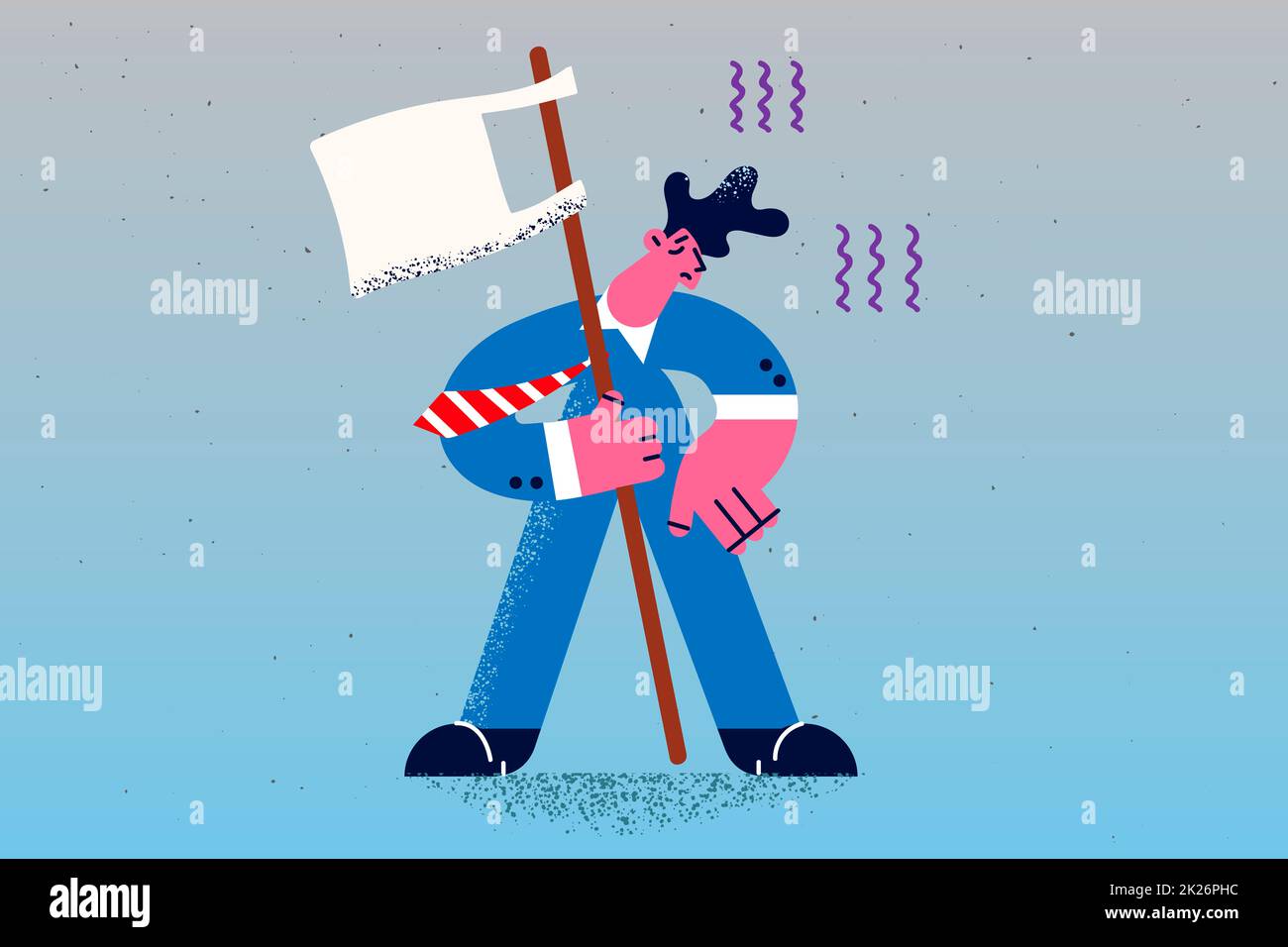 Stressed businessmen show white flag or surrender Stock Photo - Alamy