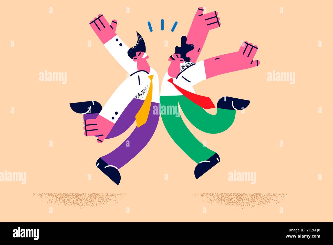 Happy businessmen celebrate shared business success Stock Photo - Alamy