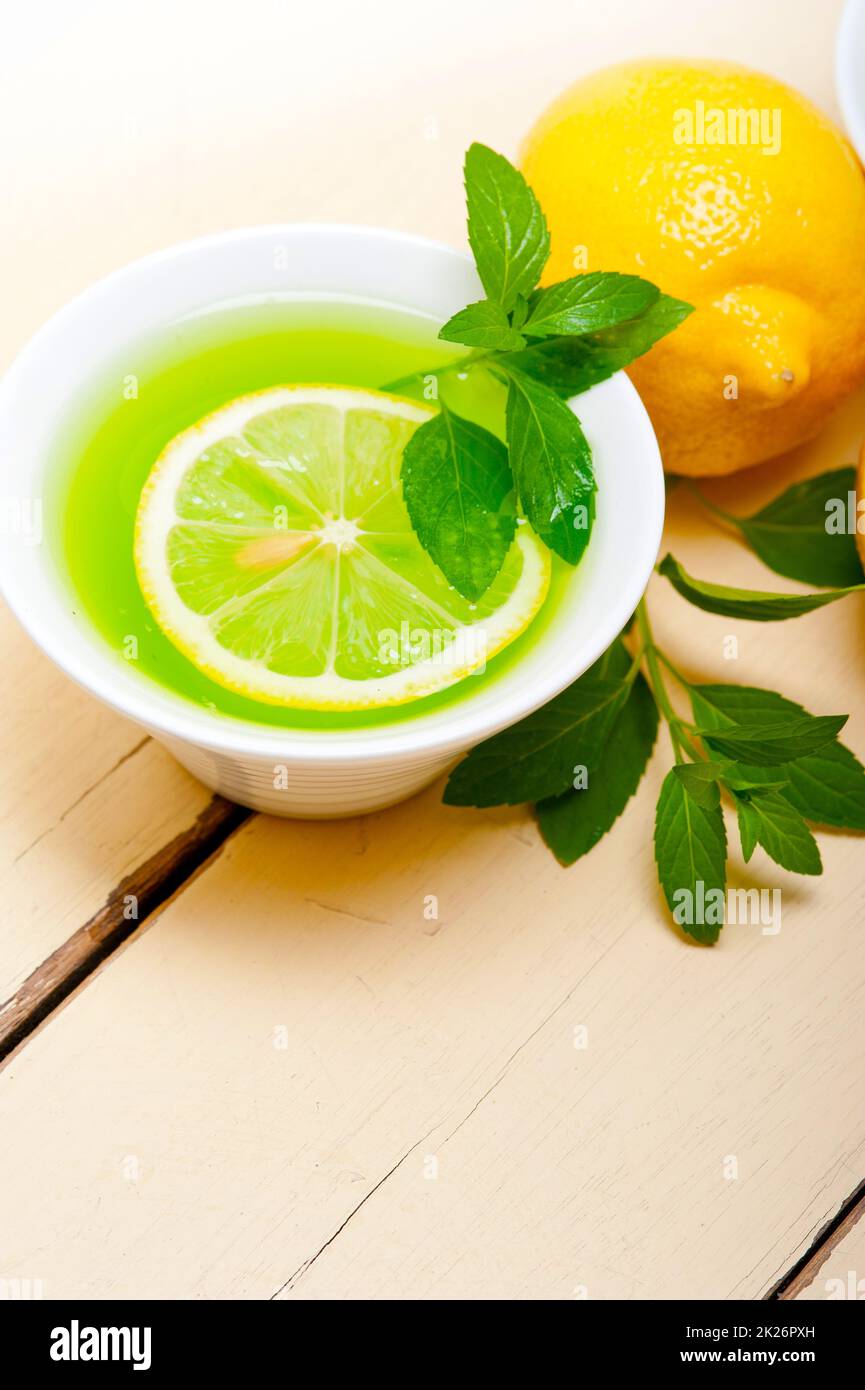 mint infusion tea tisane with lemon Stock Photo - Alamy