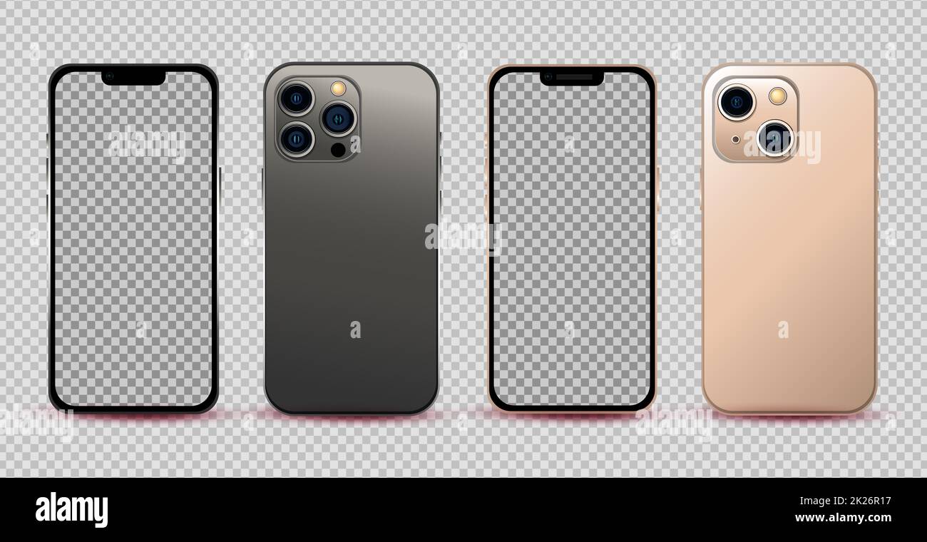 Realistic mocap without background black and gold mobile phones ...