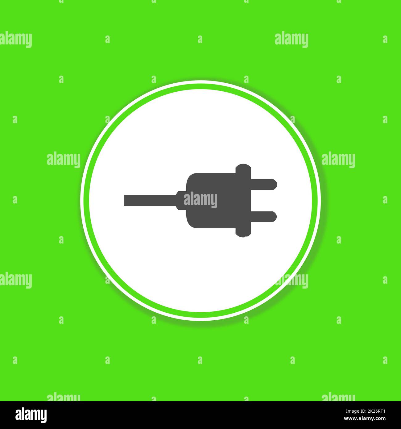 Electricity icon in circle on green background Stock Photo - Alamy