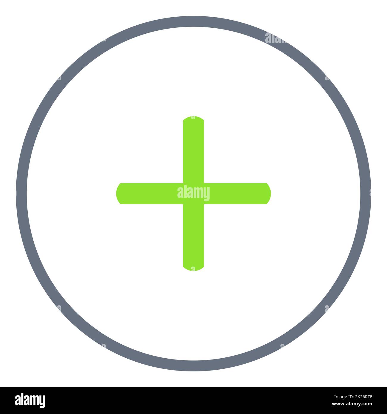 Grey circle with green plus symbol Stock Photo - Alamy