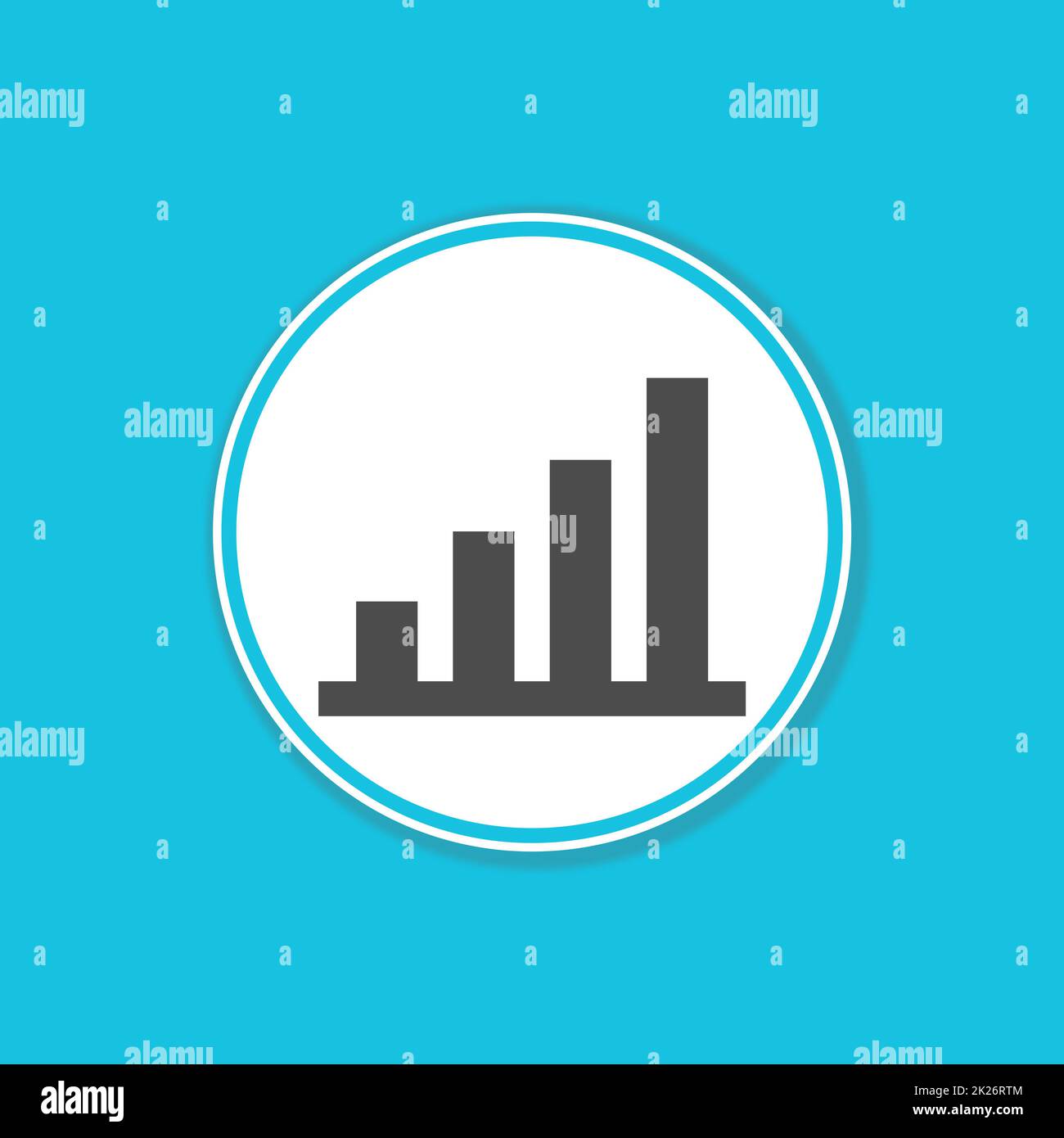 Statistic diagram icon in circle on blue background Stock Photo - Alamy