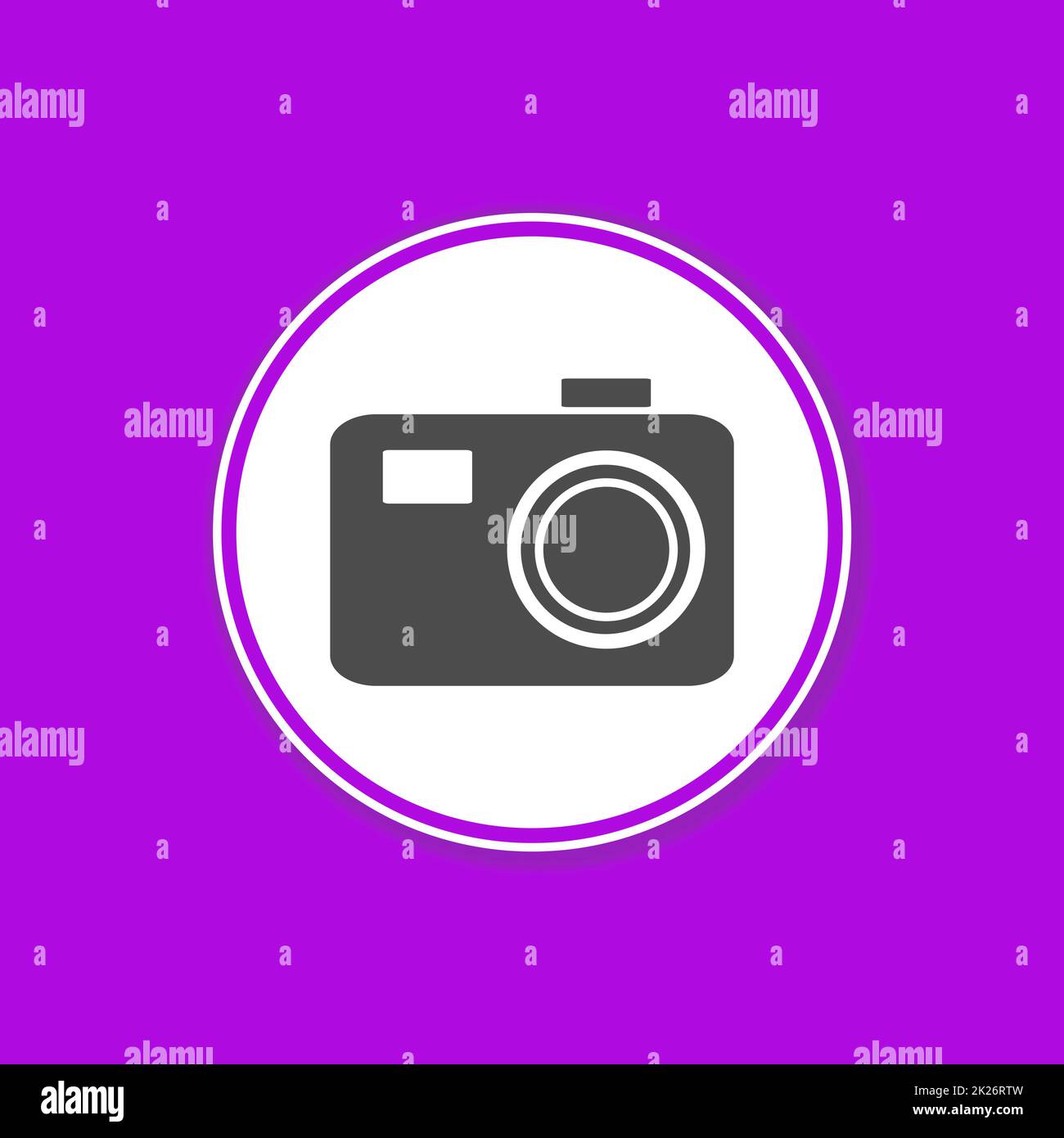 Camera icon in circle on blue background Stock Photo - Alamy