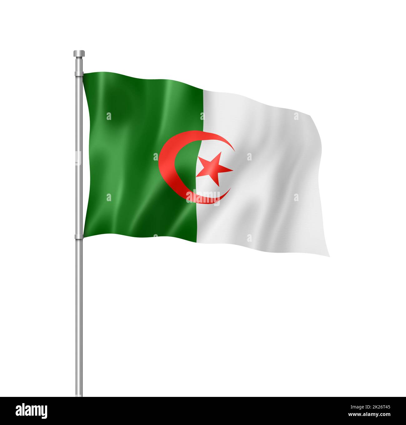 Algerian flag isolated on white Stock Photo - Alamy