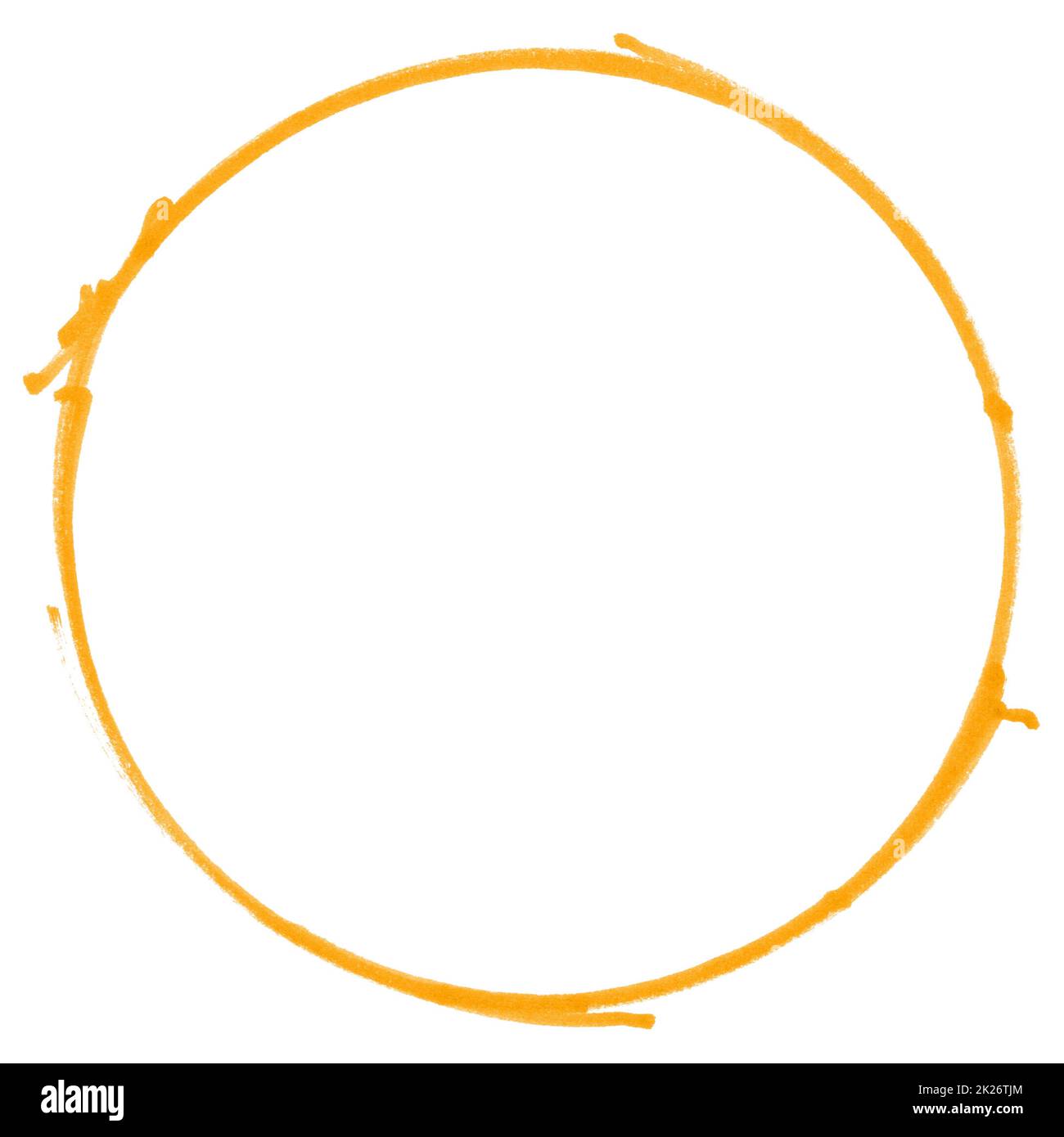 Orange hand painted circle made with pen Stock Photo - Alamy