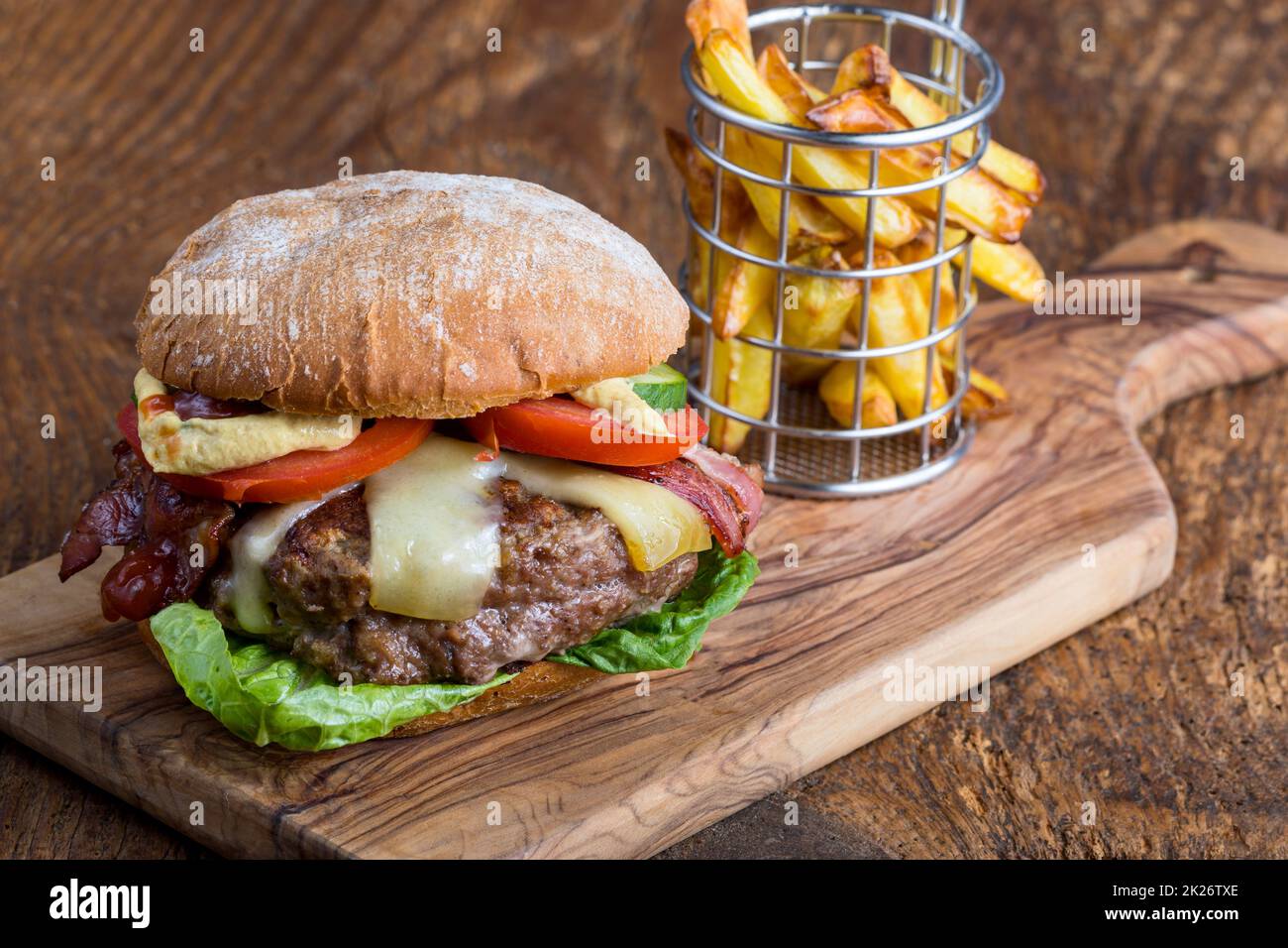 cheeseburger with fries Stock Photo - Alamy