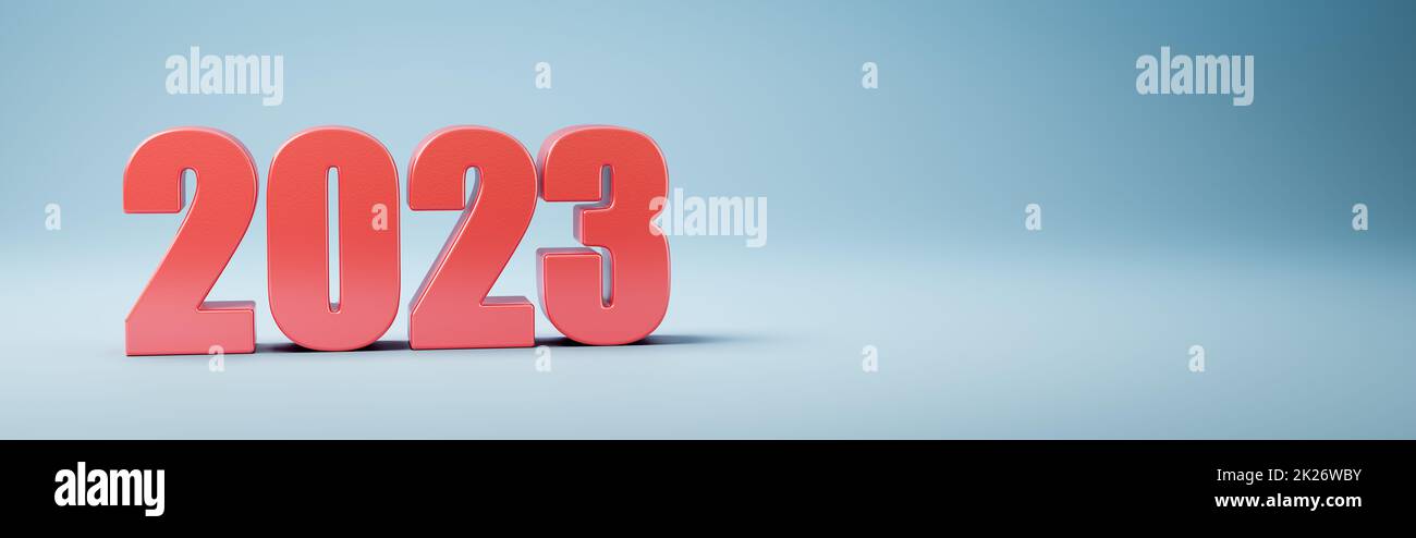 2023 Year Number Text on Blue Background Stock Photo - Alamy