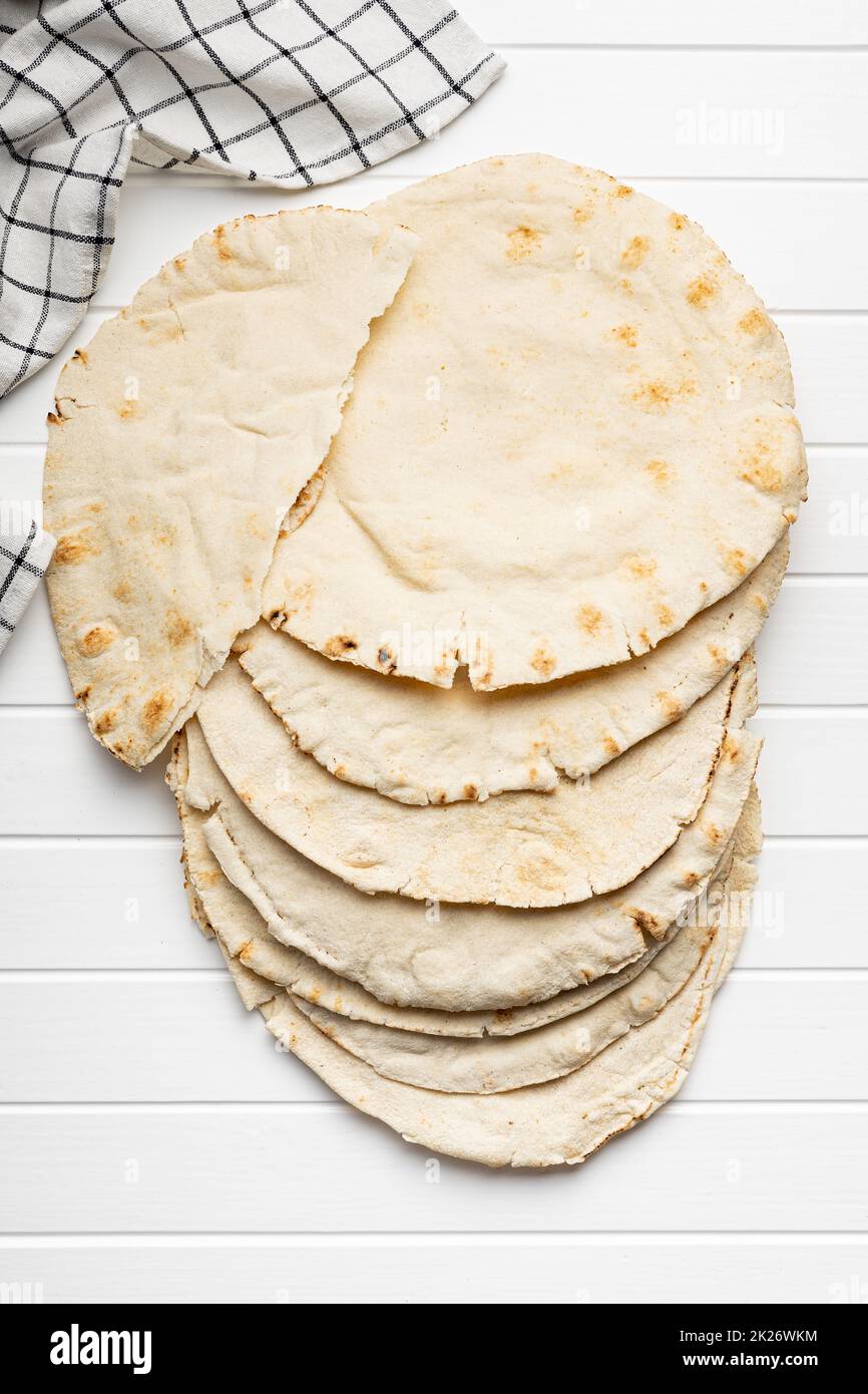 Arabic bread. Flat pita bread Stock Photo - Alamy
