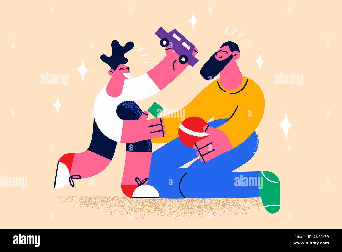 Loving dad play toys with small son Stock Photo - Alamy