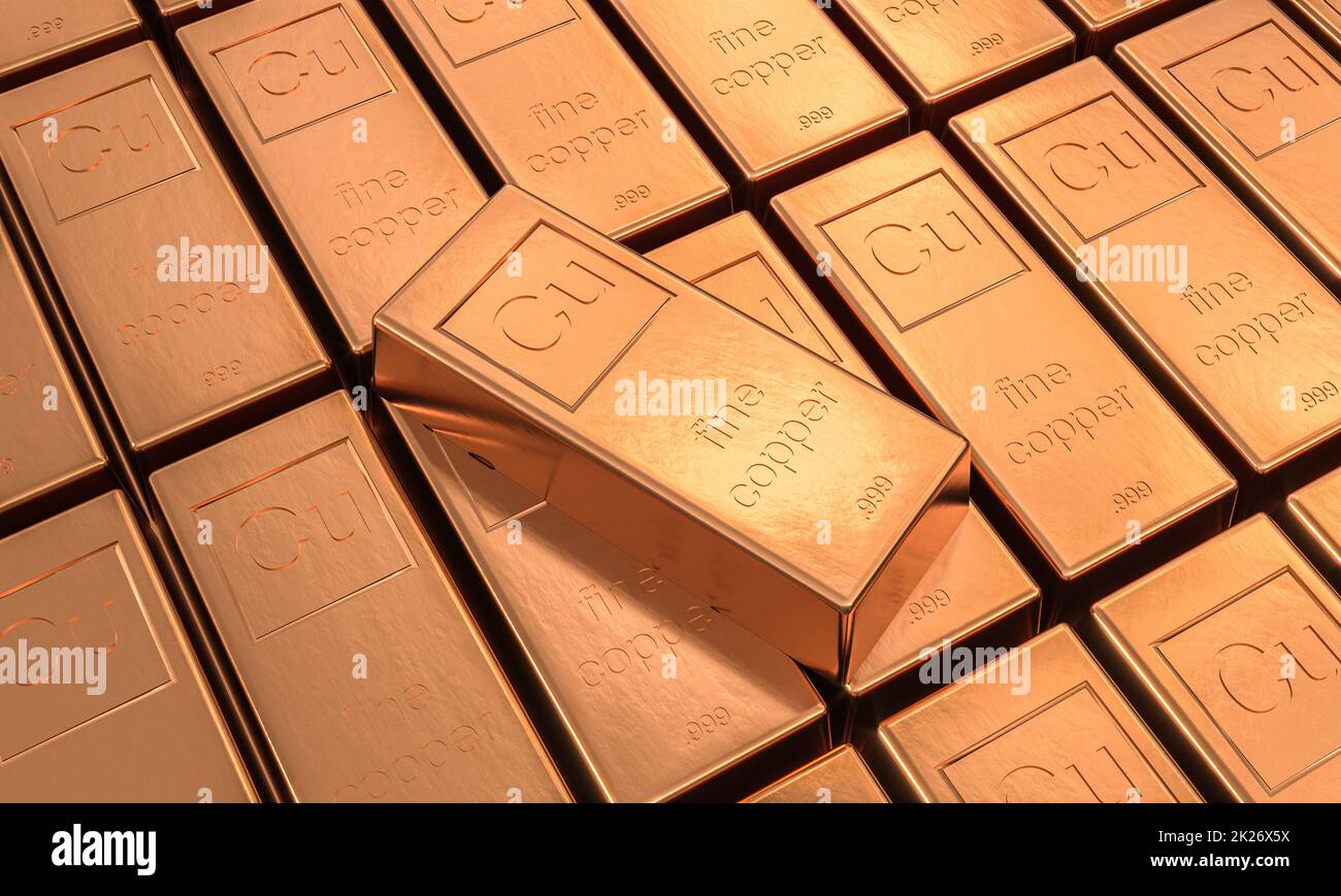 copper ingots. 3d render Stock Photo - Alamy