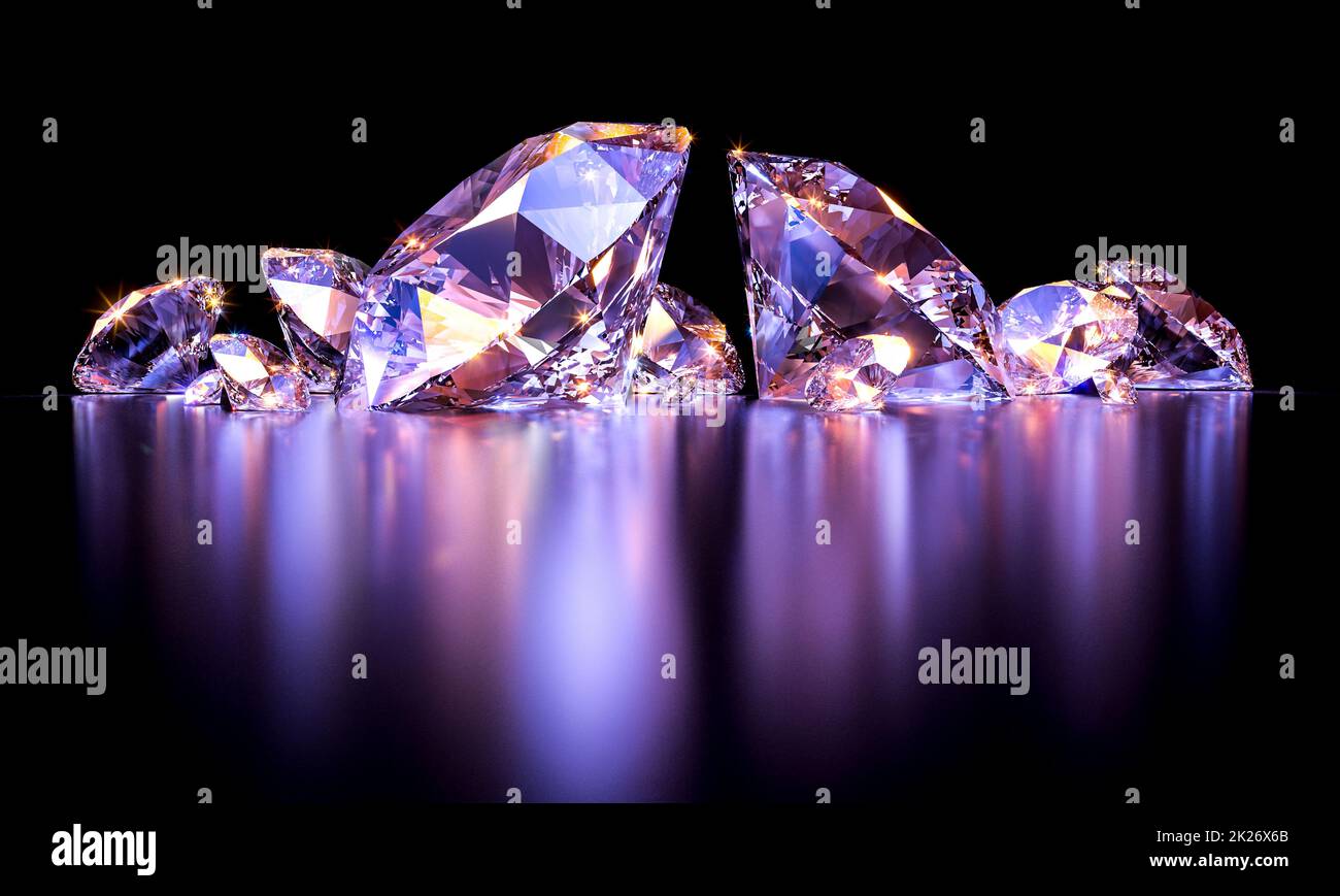 sparkling diamonds on dark purple background Stock Photo - Alamy