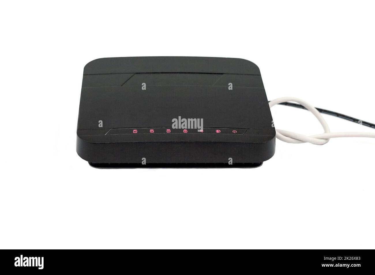 Black wireless internet network wi-fi router isolated on white ...