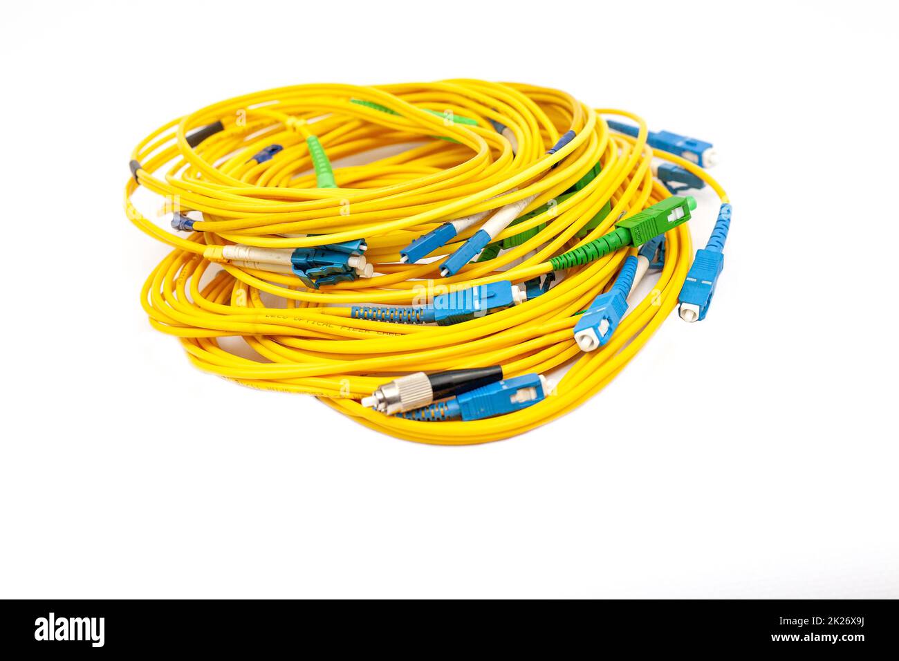 Fiber optic cables isolated on white background Stock Photo - Alamy
