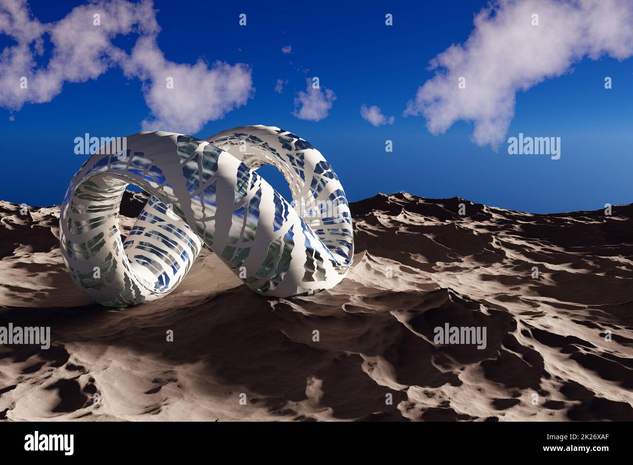 Abstract Modern Building Architecture in Desert Sand - 3D Illustration ...