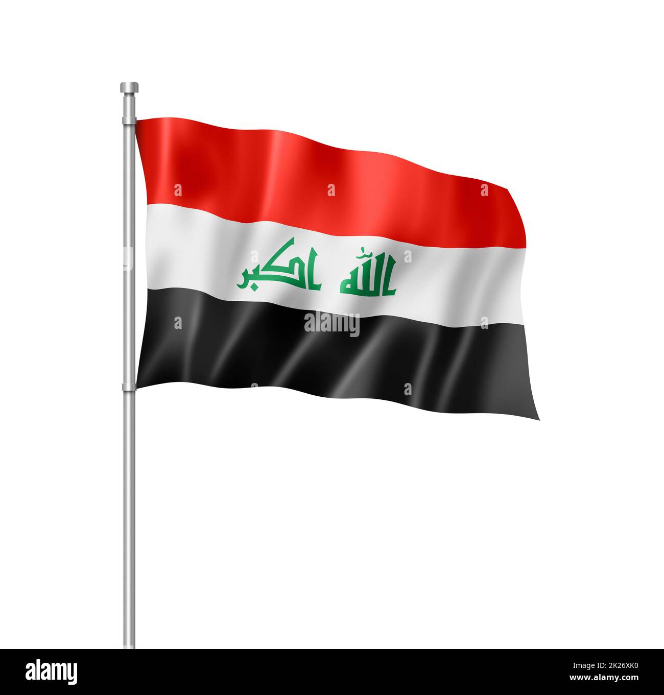 Iraqi flag isolated on white Stock Photo - Alamy