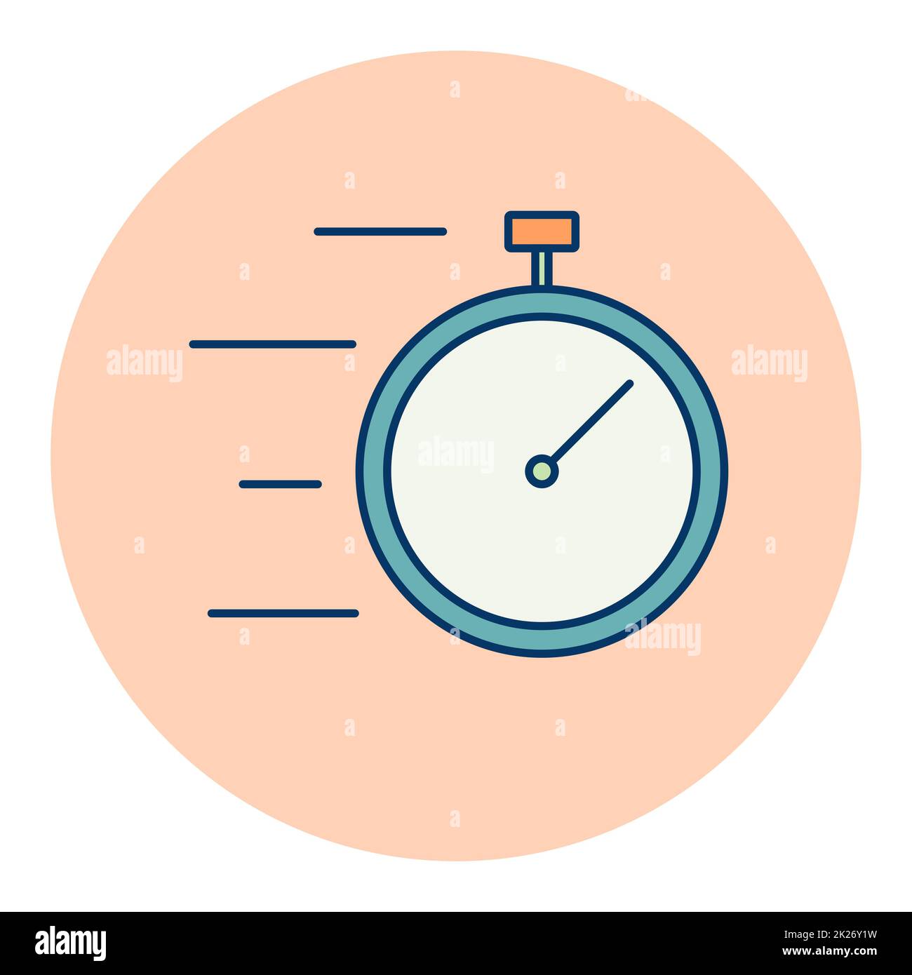 Fast delivery vector icon. Stopwatch with speed Stock Photo - Alamy