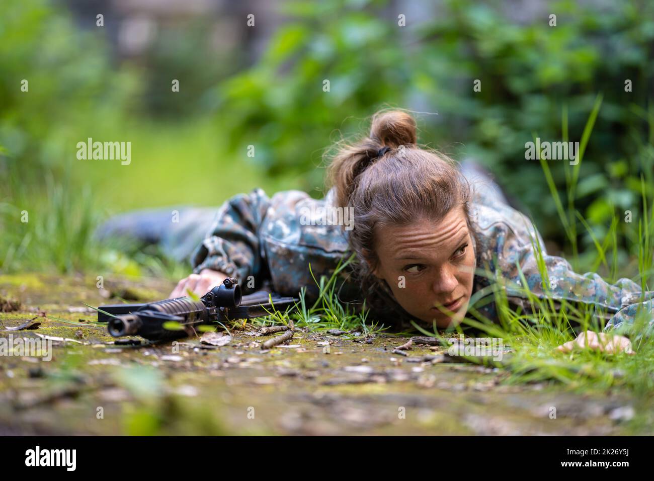 soldier training while playing paintball in the fortress Stock Photo ...