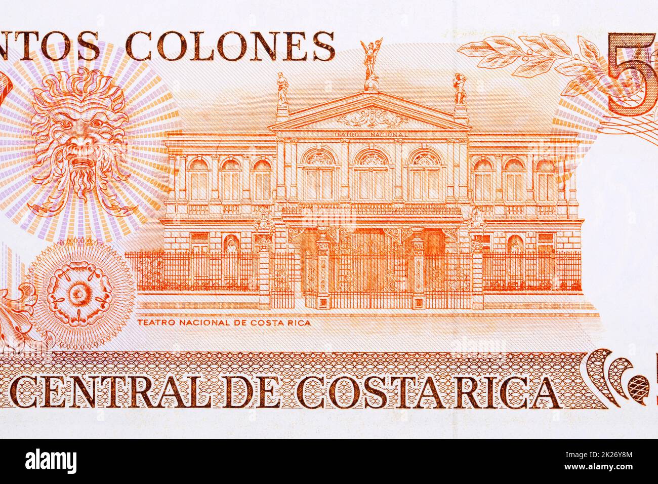 National theatre from old Costa Rican money Stock Photo - Alamy