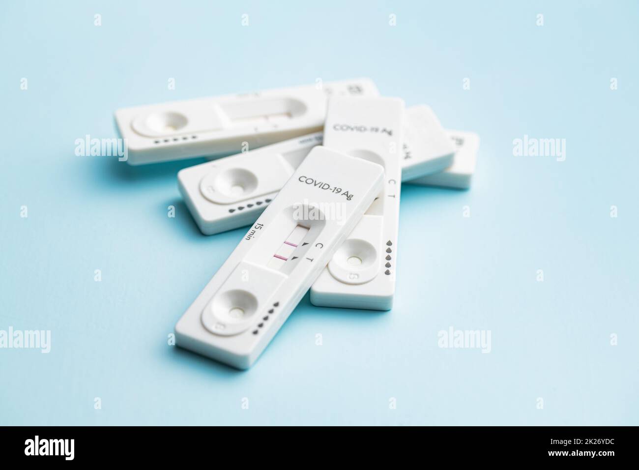 Positive Covid-19 antigen test. Coronavirus antigen rapid test Stock ...