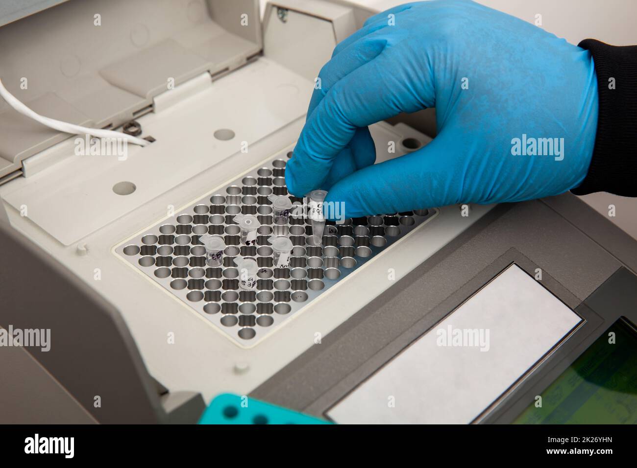 Closeup of a scientist hand while working at the laboratory with a ...