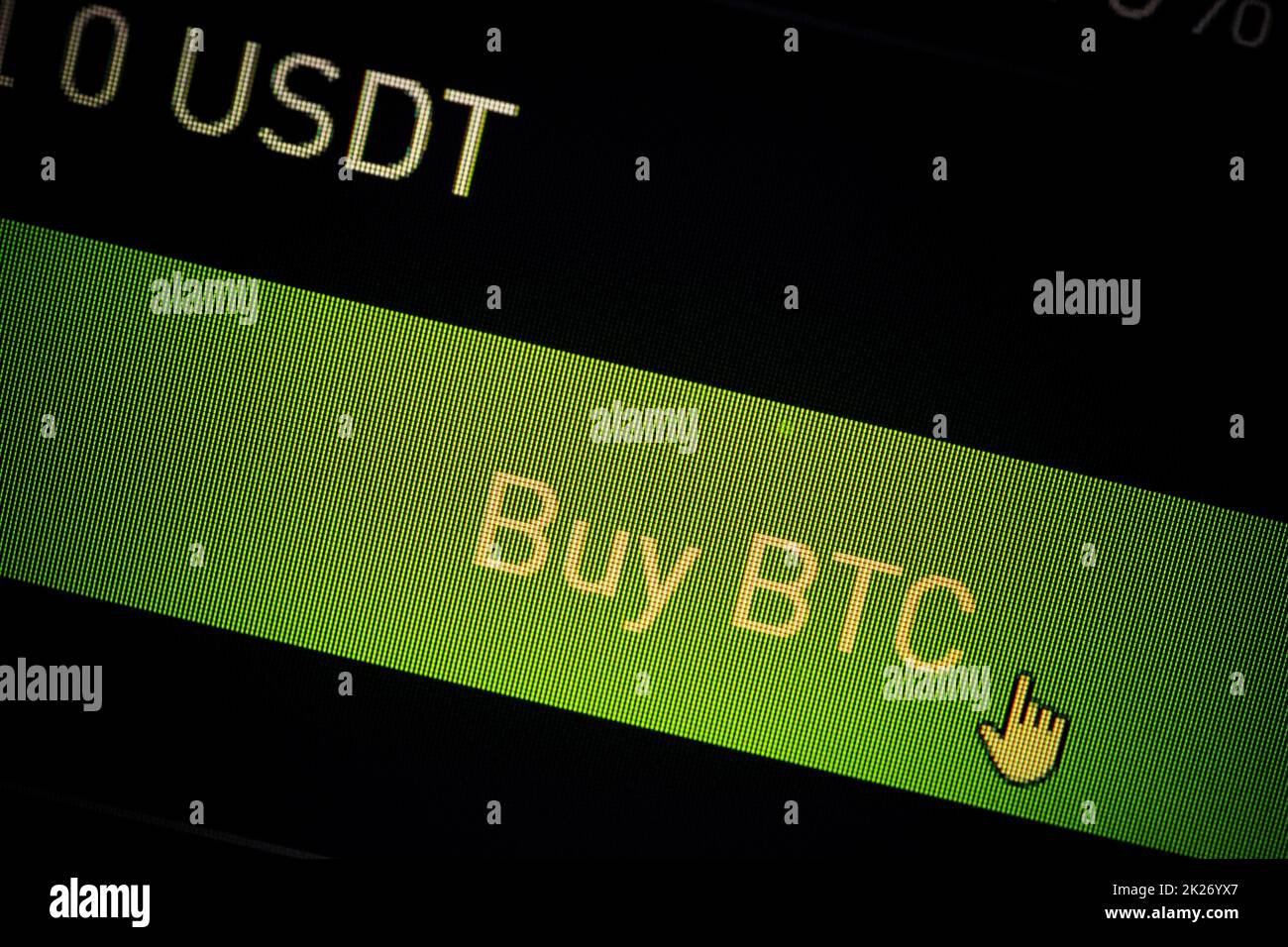 Computer screen with the mouse cursor on the Buy Bitcoin button Stock ...