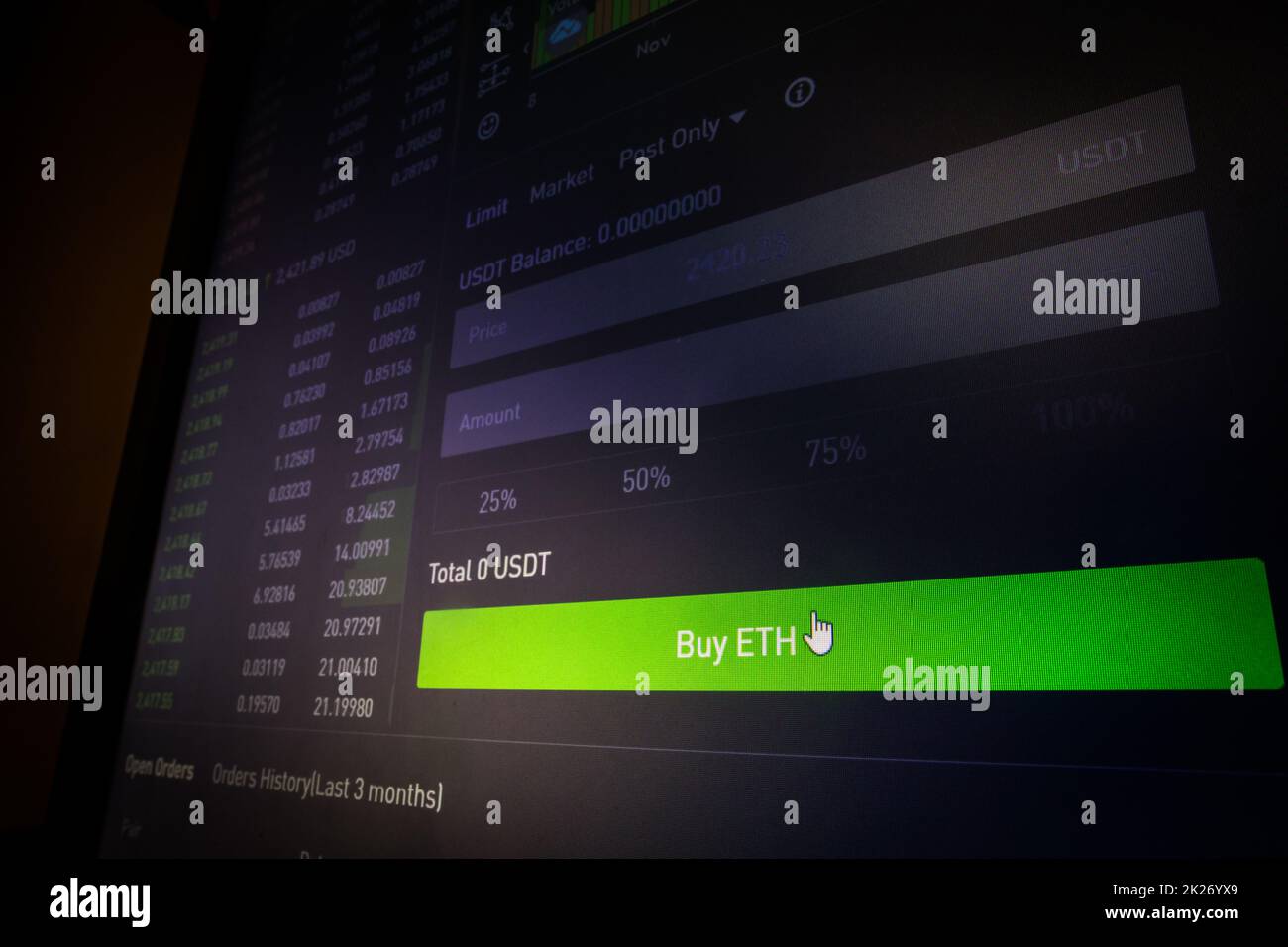 Computer screen with the mouse cursor on the Buy ETH button Stock Photo - Alamy