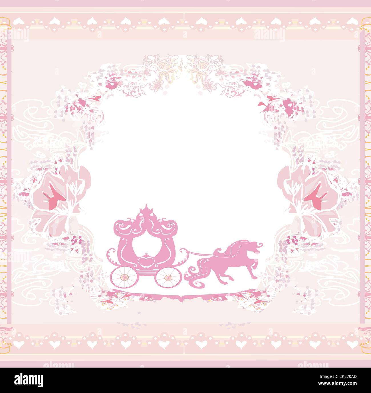 Vintage carriage - pink wedding invitation card Stock Photo - Alamy
