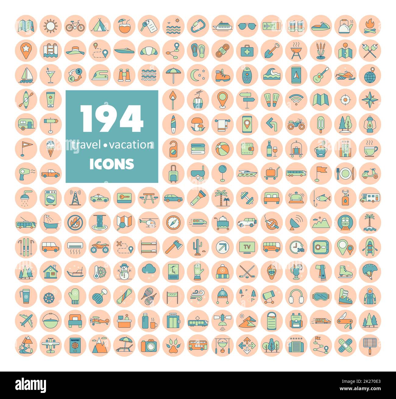 Travel set icons airplane Cut Out Stock Images & Pictures - Alamy