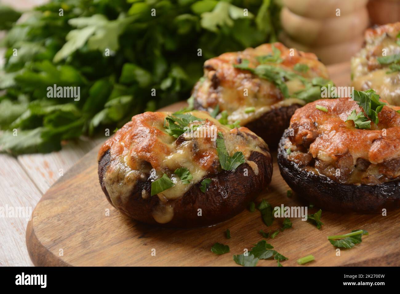 Stuffed mushroom caps with cream cheese, parmesan, garlic and herbs ...