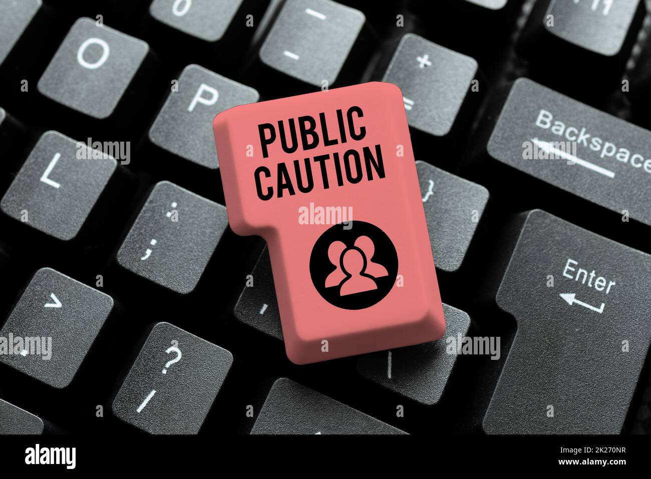 Text sign showing Public Caution. Word Written on formal warning given ...