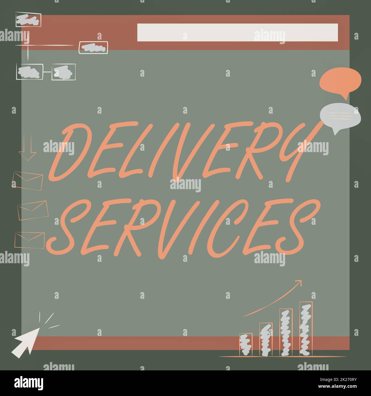 Handwriting text Delivery Services. Business overview process of ...