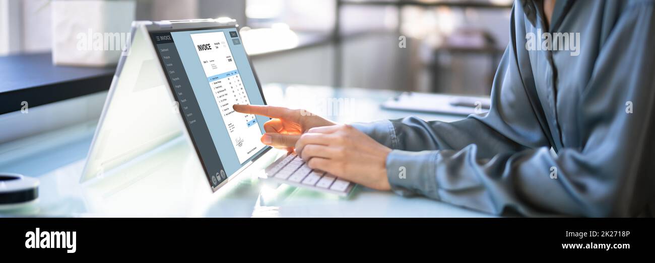 Digital Electronic Bill And Accountant E Invoice Stock Photo - Alamy