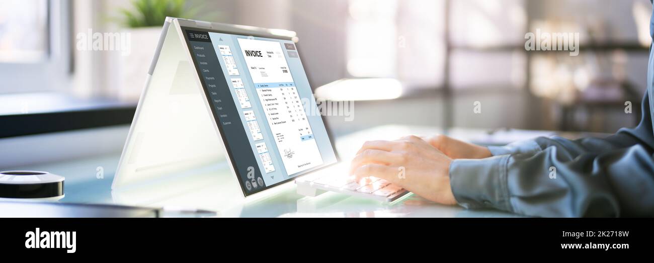 Digital Electronic Bill And Accountant E Invoice Stock Photo - Alamy