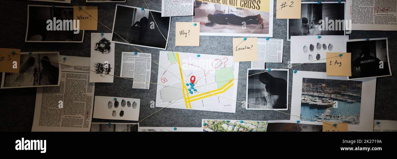 Police Investigator Board Background. Detective Evidence Map Stock ...