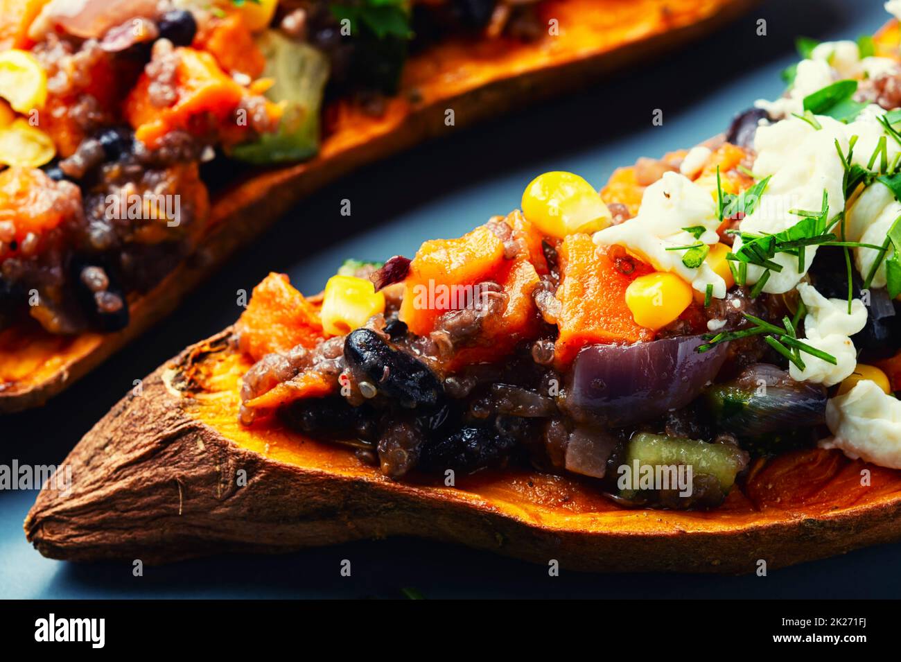 Sweet potato, batata roasted with vegetables Stock Photo - Alamy